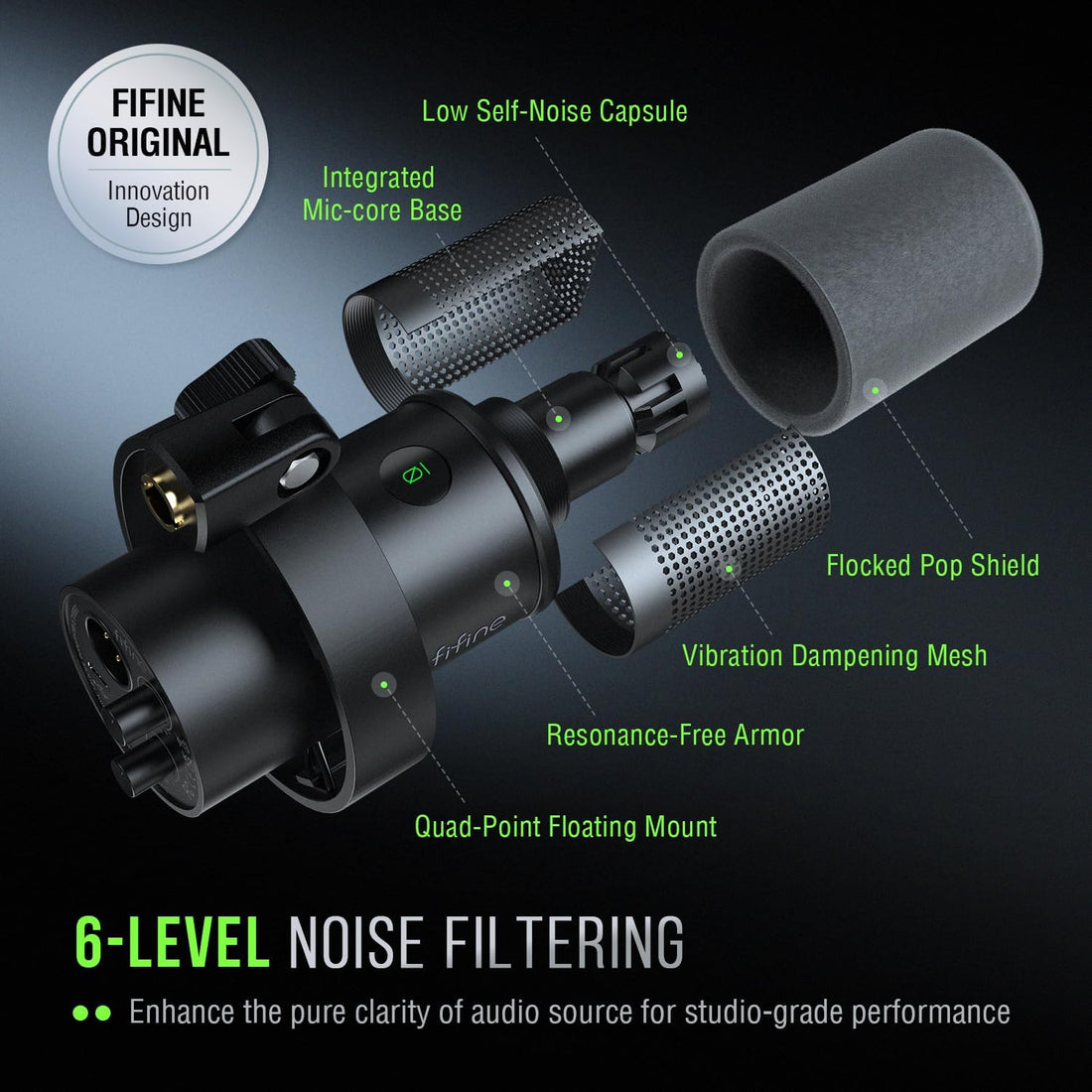 FIFINE Recording Kit: K688 Dynamic Microphone+BS1 Desktop Mic Stand ...