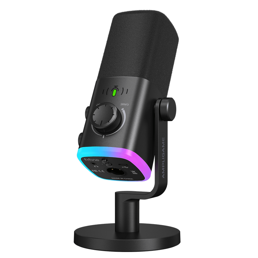 FIFINE AmpliGame AM9 USB/XLR Dynamic Microphone with RGB – FIFINE Official