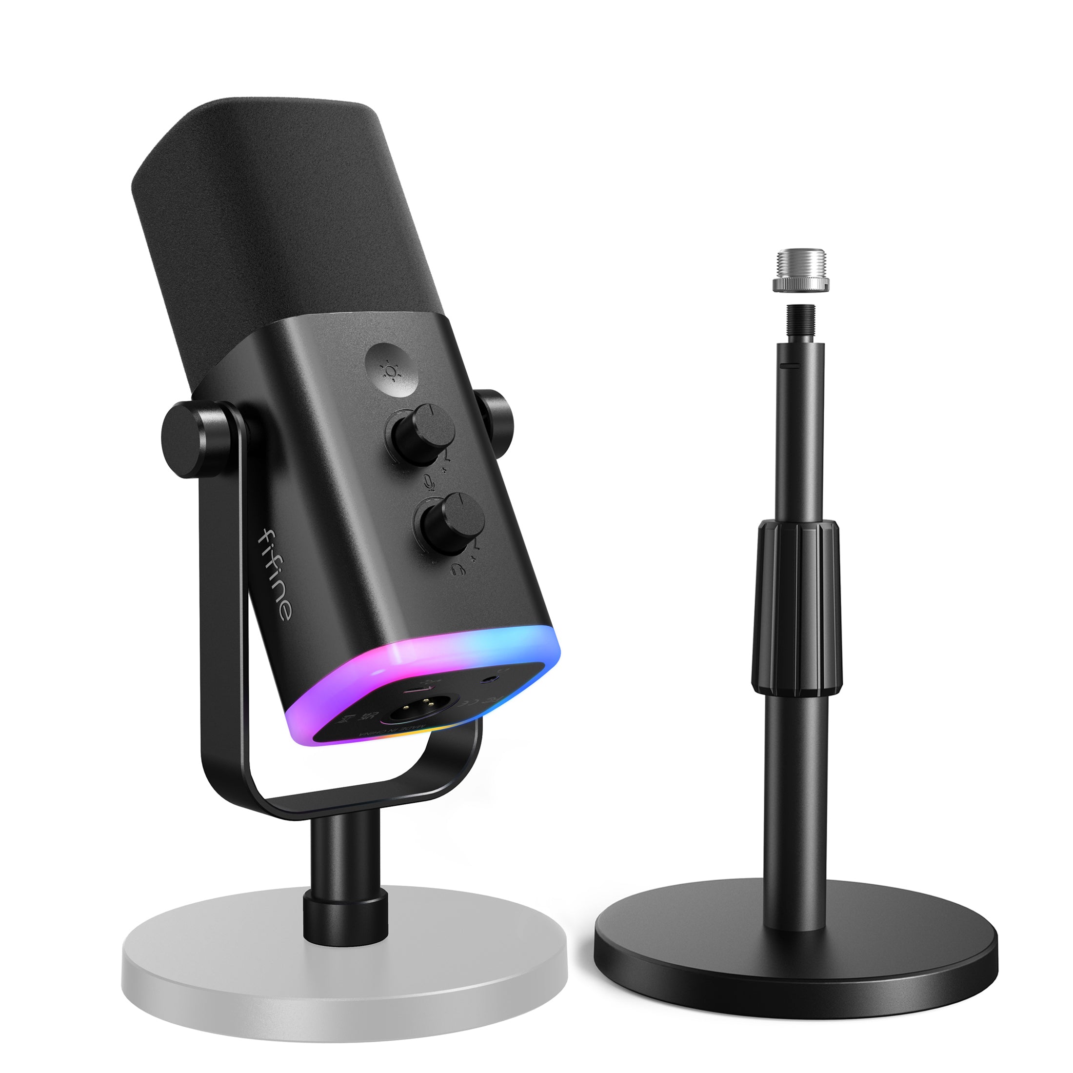 FIFINE AmpliGame AM8S Dynamic Microphone with Adjustable Desktop Stand ...