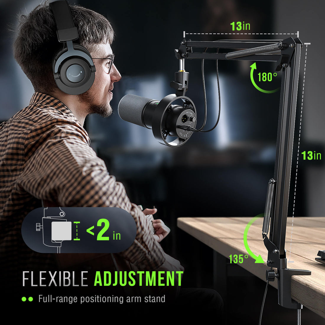 FIFINE AmpliTank K688CT USB/XLR Dynamic Microphone Kit with Boom Arm S ...