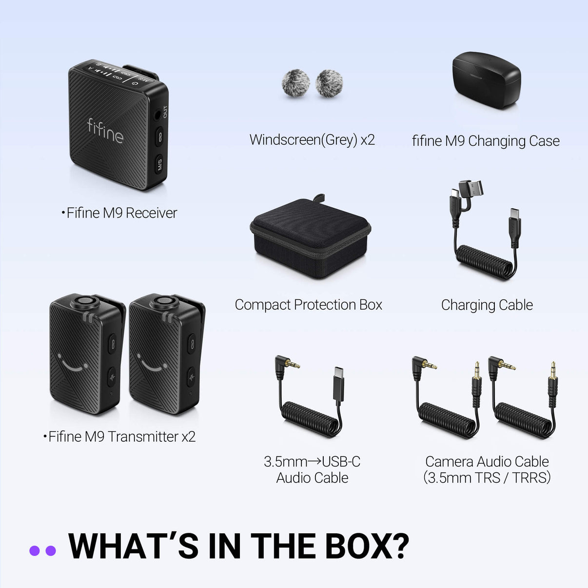 FIFINE M9 Dual Wireless Lav Microphones System with Changing Case ...