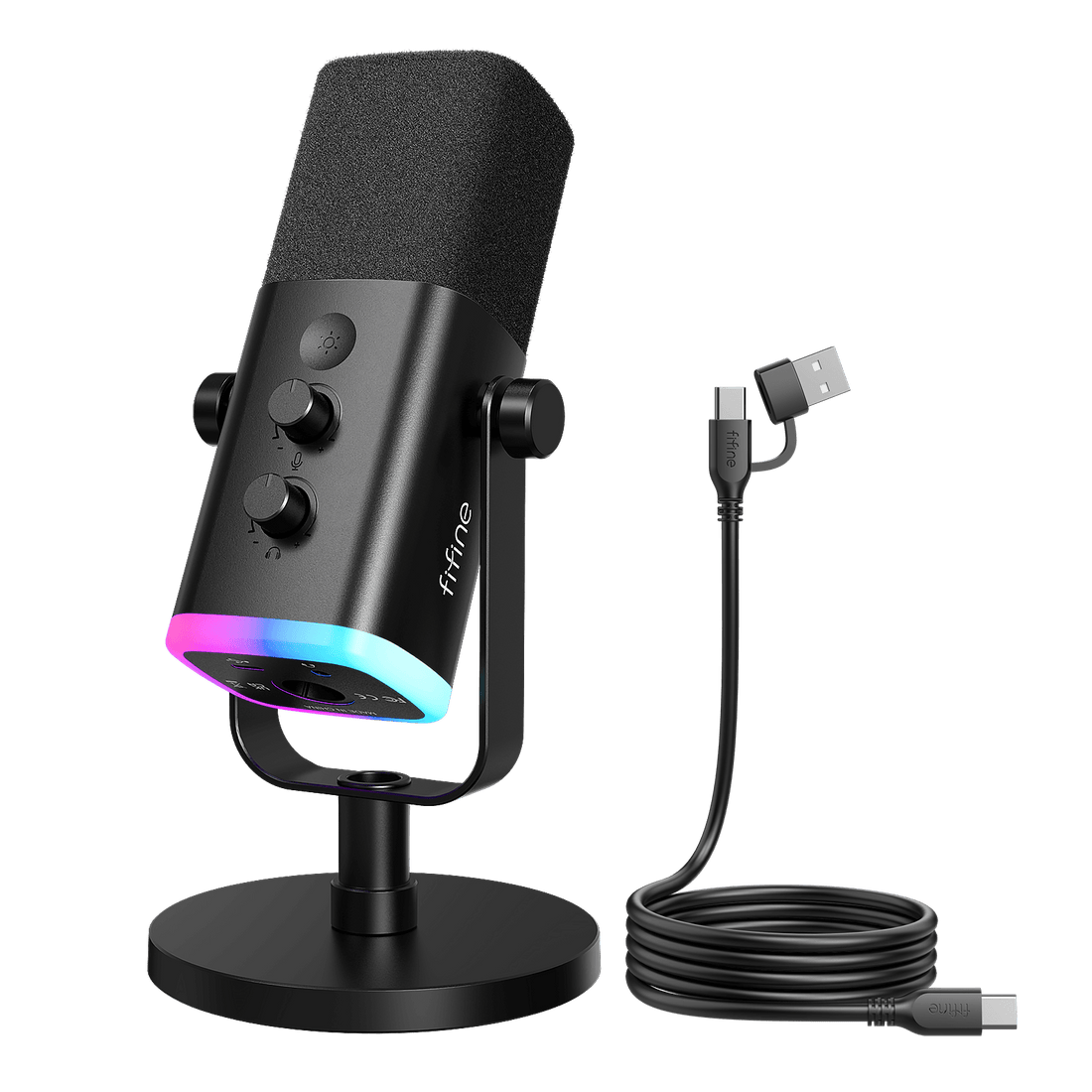 FIFINE AmpliGame AM8 USB/XLR Dynamic Microphone with RGB – FIFINE Official