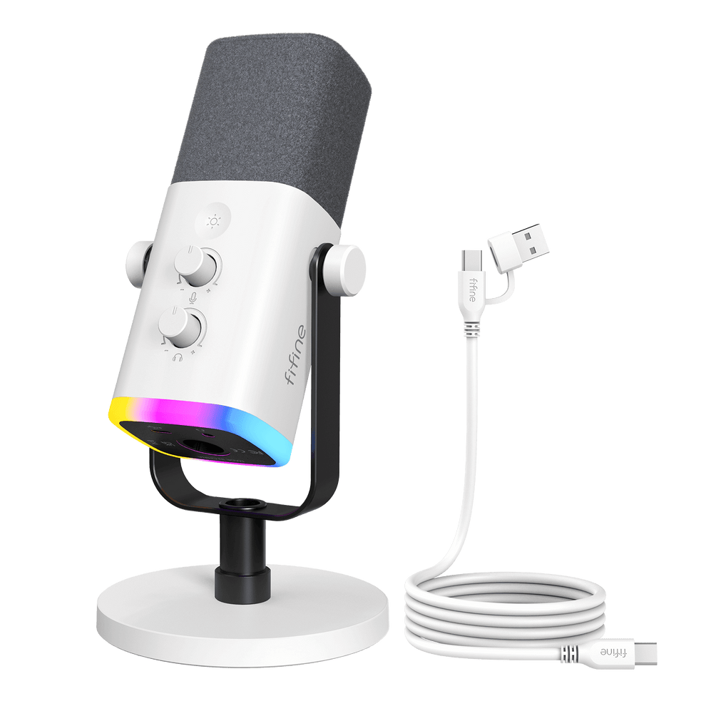 FIFINE AmpliGame AM8 USB/XLR Dynamic Microphone with RGB – FIFINE Official