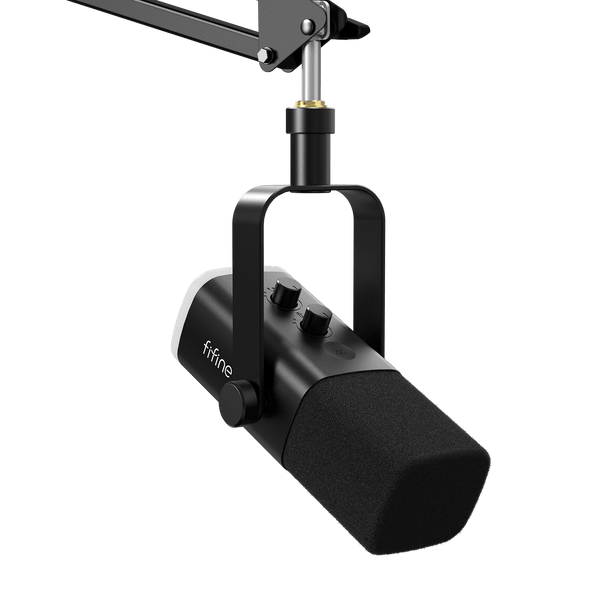 FIFINE AmpliGame AM8T USB/XLR Dynamic Microphone Kit with Boom Arm Sta ...