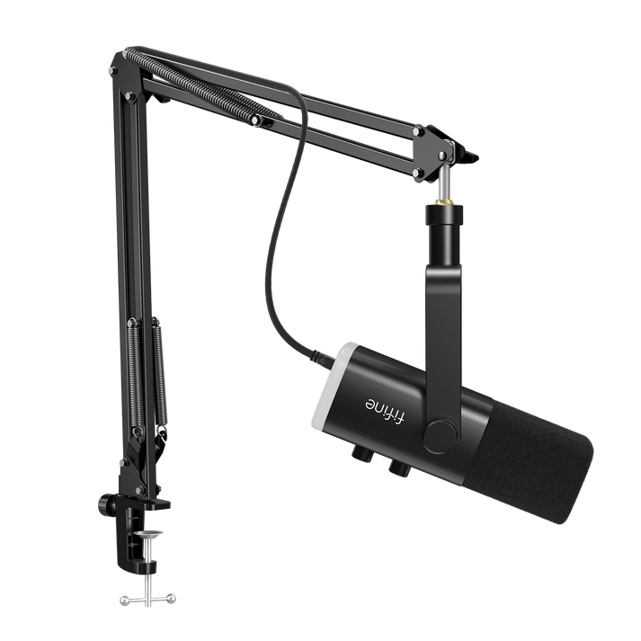 FIFINE AmpliGame AM8T USB/XLR Dynamic Microphone Kit with Boom Arm Sta ...