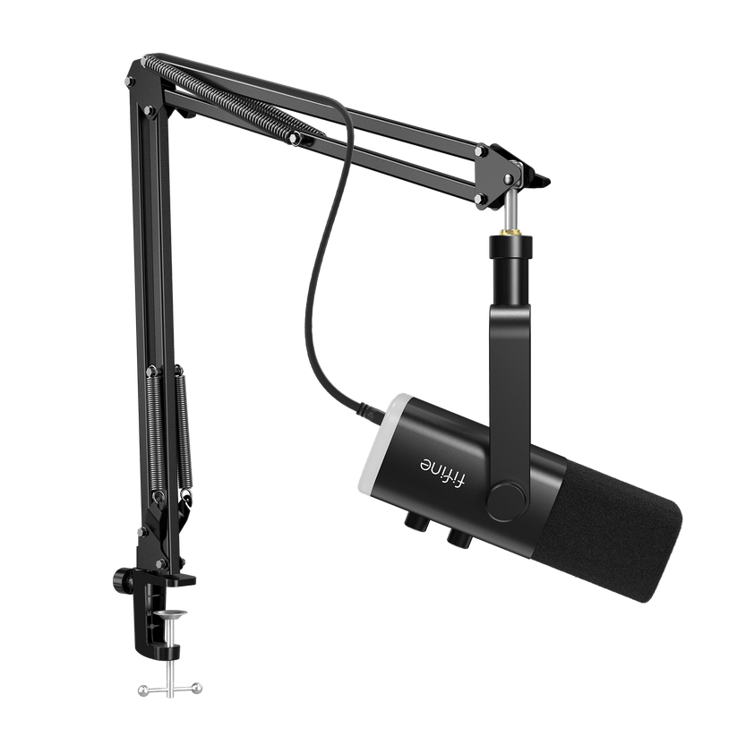 FIFINE AmpliGame AM8T USB/XLR Dynamic Microphone Kit with Boom Arm Sta ...