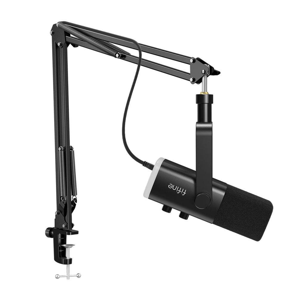 FIFINE AmpliGame AM8T USB/XLR Dynamic Microphone Kit with Boom Arm Sta ...