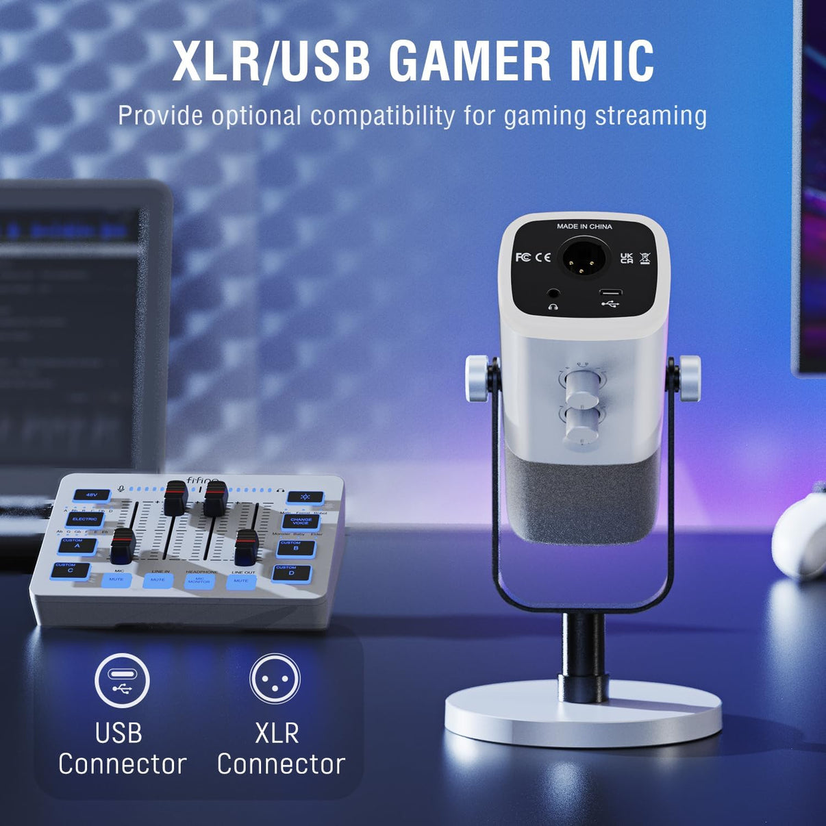 FIFINE AmpliGame KS5 Gaming Bundle: AM8 USB/XLR Dynamic Mic+SC3 Audio ...