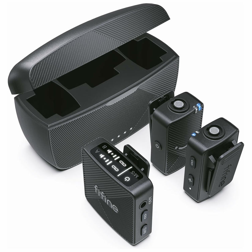 FIFINE M9 Dual Wireless Lav Microphones System with Changing Case ...