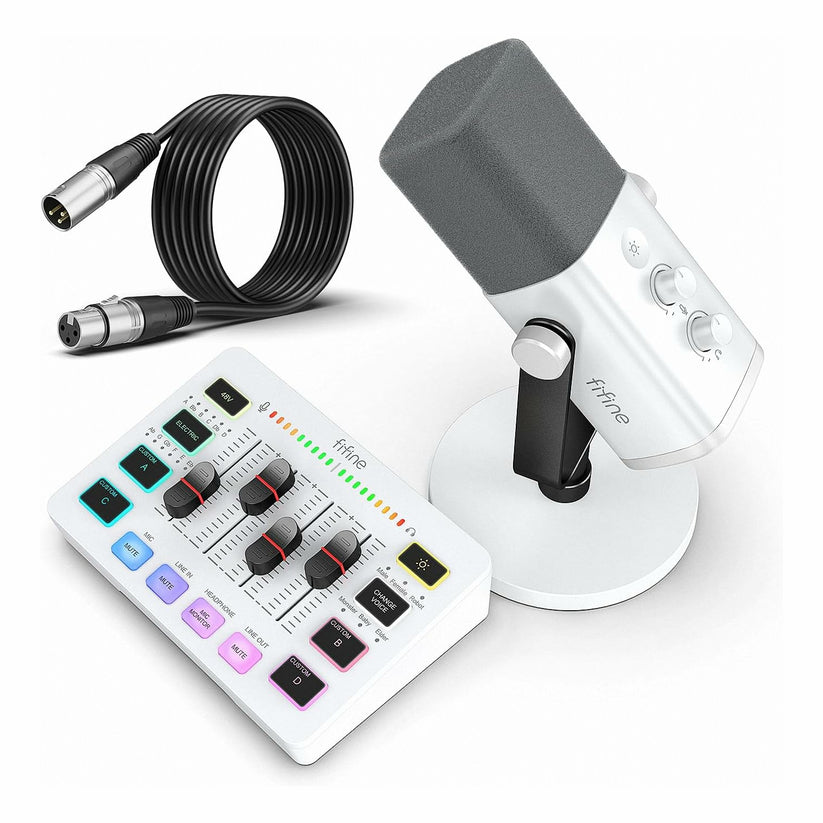 FIFINE AmpliGame KS5 Gaming Bundle: AM8 USB/XLR Dynamic Mic+SC3 Audio ...