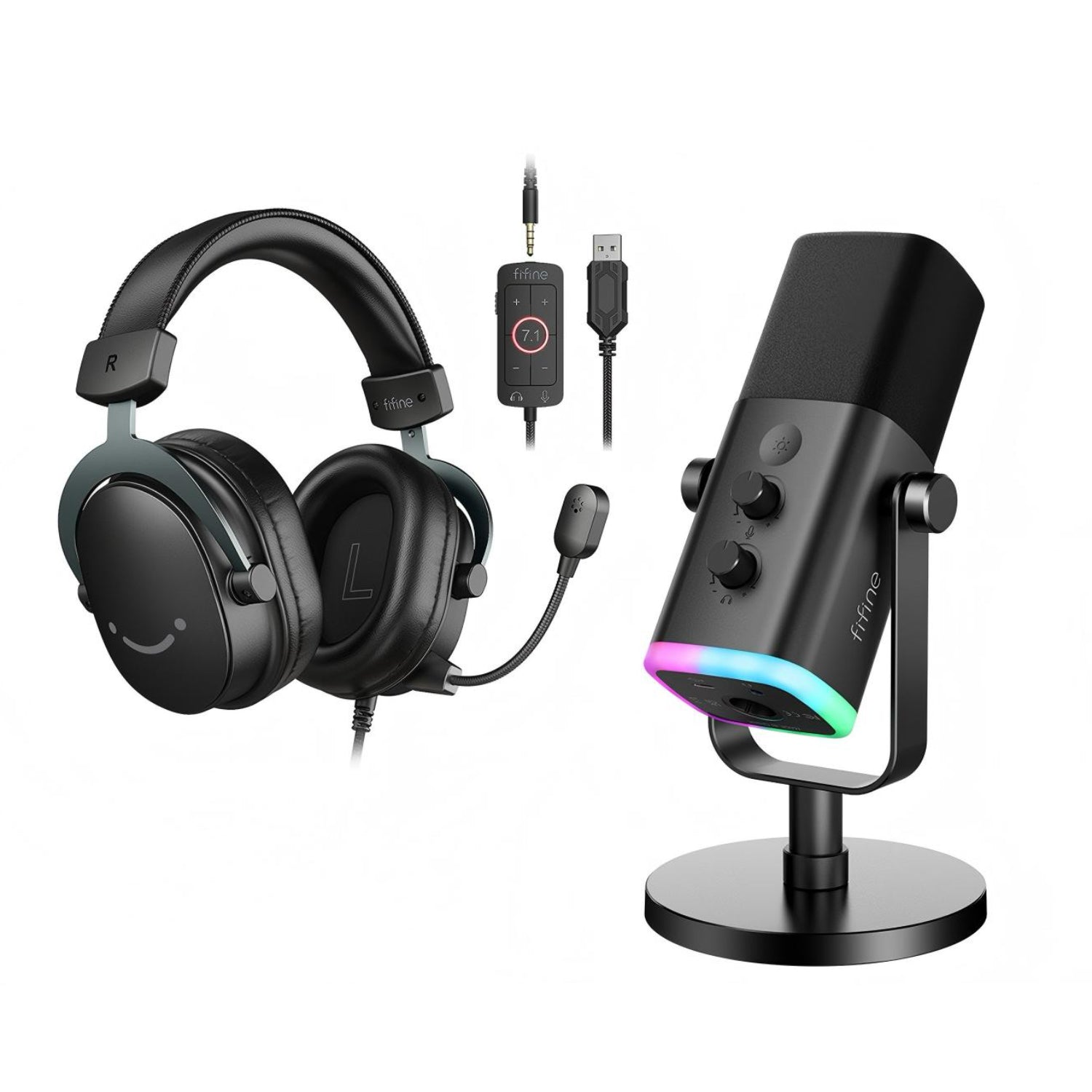 FIFINE Streaming Bundle: AM8 Dynamic Microphone + H9 Gaming Headset ...