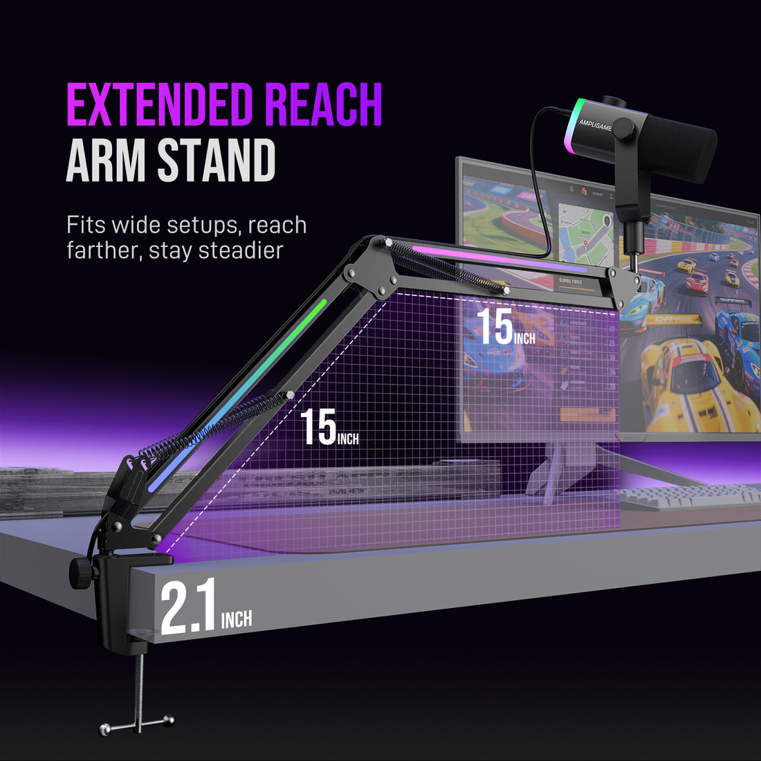 FIFINE AmpliGame AM8PROT USB/XLR Dynamic Microphone Kit with RGB Boom ...