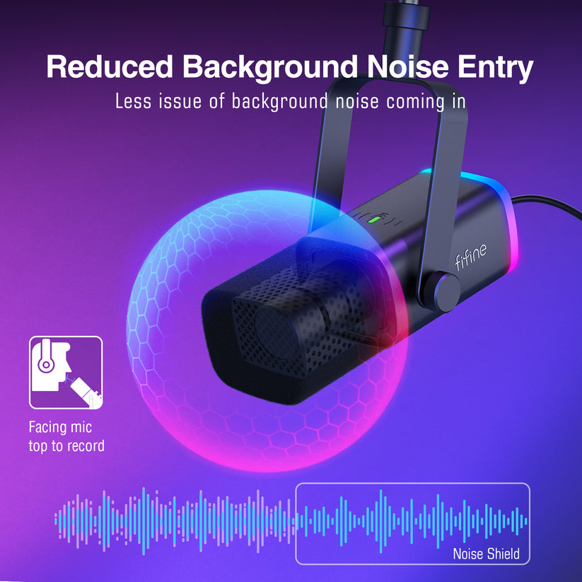 FIFINE AmpliGame AM8T Dynamic Microphone Kit with Boom Arm Stand ...