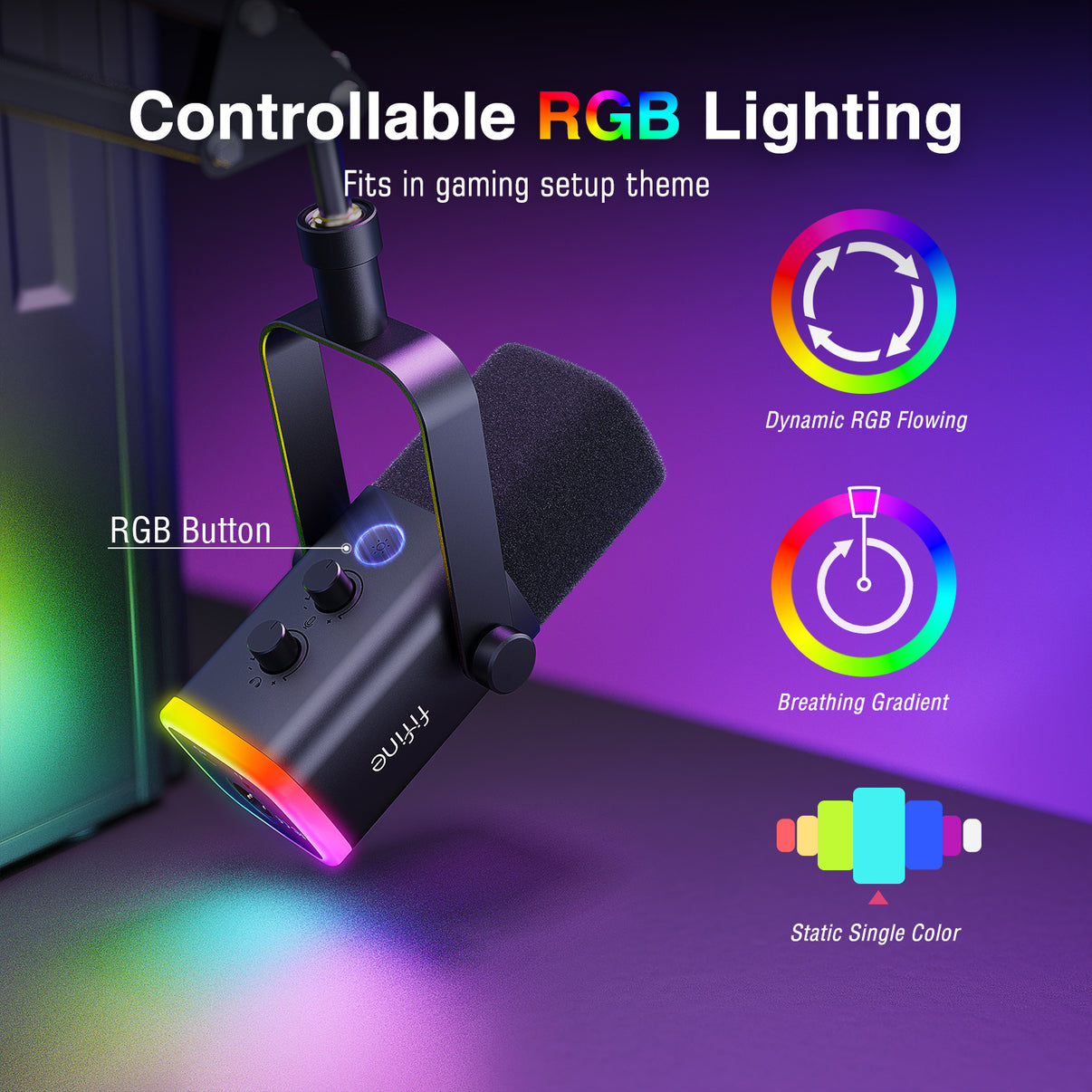 FIFINE AmpliGame AM8T Dynamic Microphone Kit with Boom Arm Stand ...